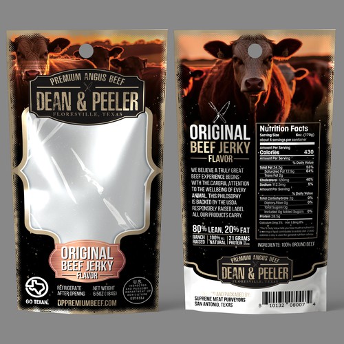 Designs | Beef Jerky Bag for Texas Angus Beef Brand | Product packaging ...