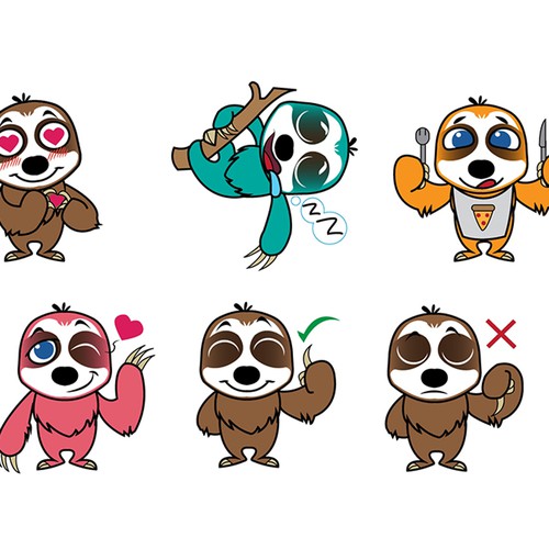 Sloth Emoji Stickers | Character or mascot contest