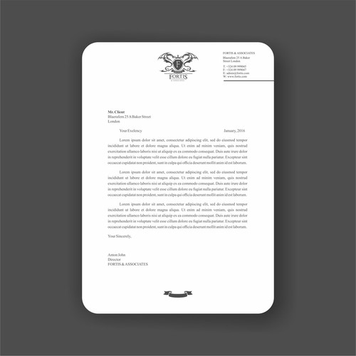 Bring your "A" game and create a high end, luxury letterhead for Fortis ...