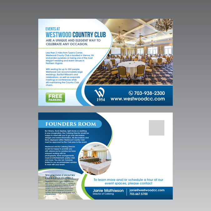 Design a powerful postcard for Westwood Country Club | Postcard, flyer ...