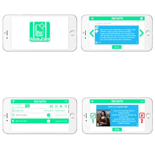Need flat designs for educational flash card app | App design contest