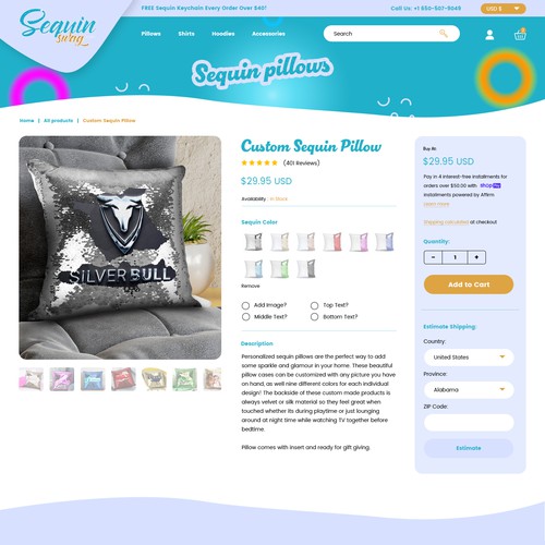 Designs | Custom Reversible Sequin Swag eCommerce Store | Web page ...