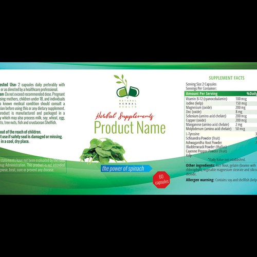 Herbal Supplements Bottle Label | Product packaging contest
