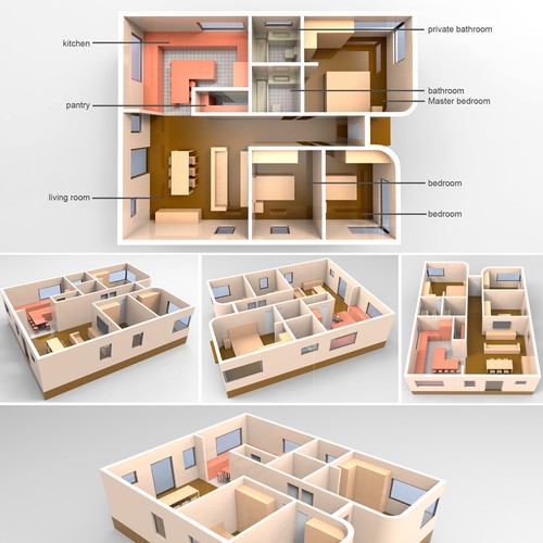 Create 3D Floor Plan from existing plans with alternative layout ...