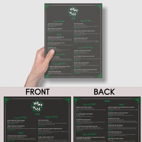 Design a beer menu template for craft beer retailers | Menu contest