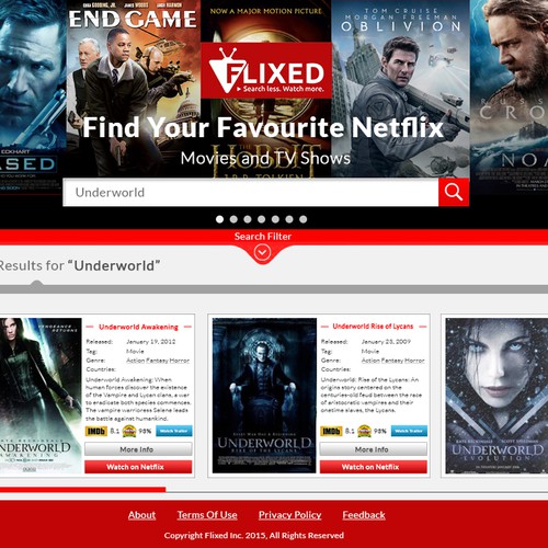 Web Page Design - Flixed - Netflix Search Engine | Web page design contest