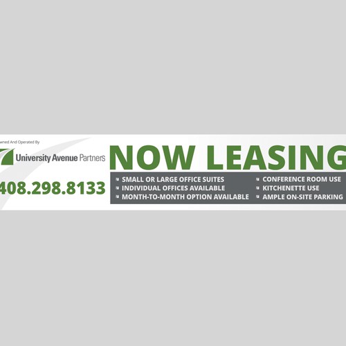 Create sleek leasing sign for modern office building. | Signage contest