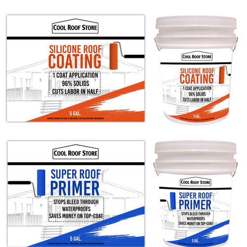 Create a pair of labels for a superior roof coating system. | Product ...