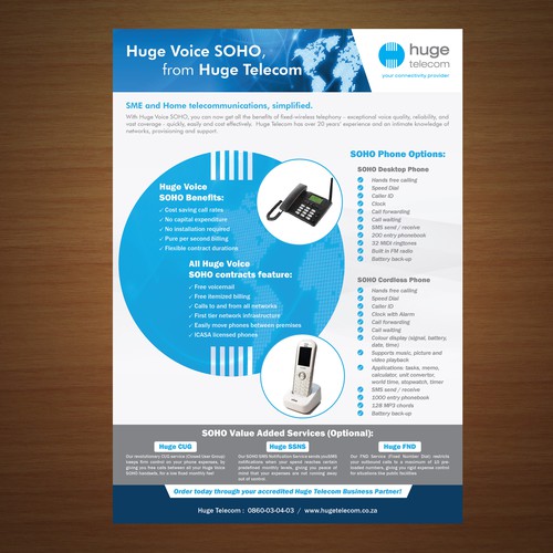 Single page A4 brochure for telecom company | Brochure contest