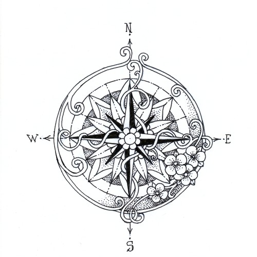 Create a pretty colorful compass tattoo | Tattoo contest