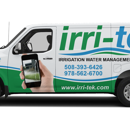 partial van wrap captivating smart phone and irrigation water for White ...