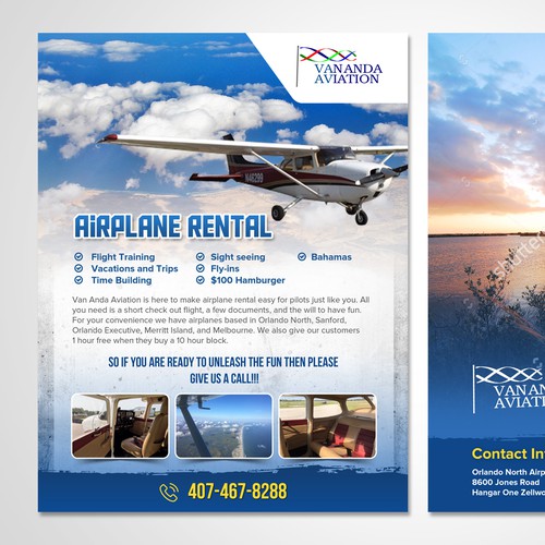 Design an Airplane Rental Flyer | Postcard, flyer or print contest