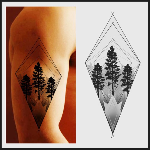 Design a shoulder tattoo using nature scenery, representing personal ...