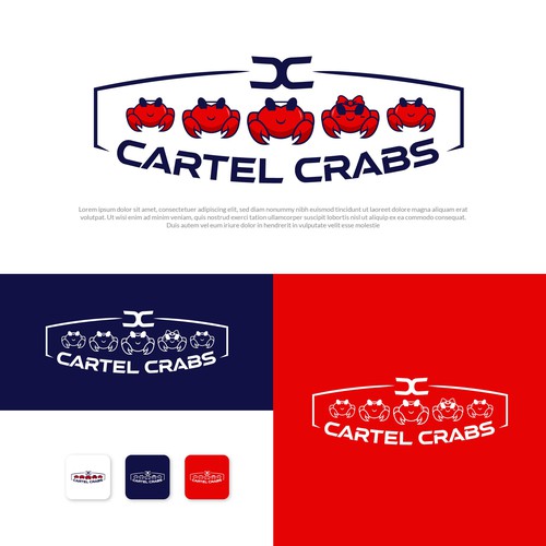Designs | Need a logo with 5 blue crabs representing 4 guys and a girl ...