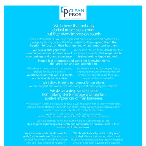 Create an inspiring visual representation of my clients brand manifesto ...