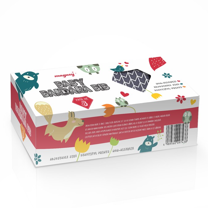 Creative & Colorful Package Design for Baby Bandana Bib | Product ...