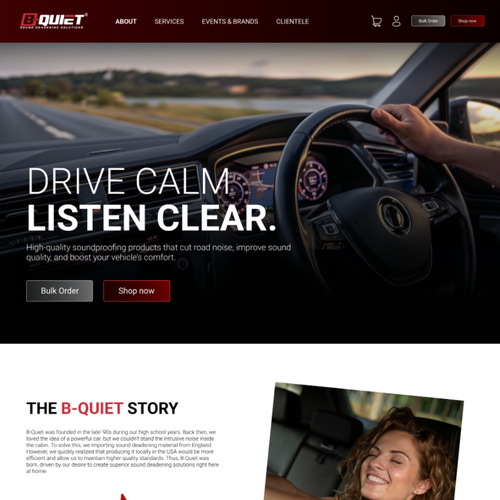 Designs | B-Quiet.com - Shopify Ecomm Store | Web page design contest