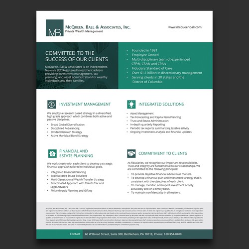 Single page Wealth Management Brochure | Brochure contest