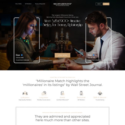 Designs | We need a luxury new web design for Millionaire dating site ...