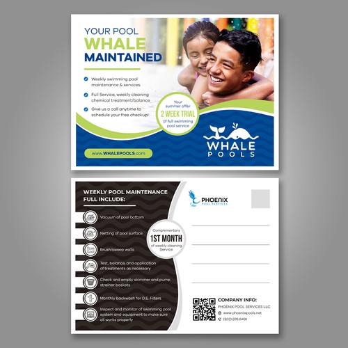 Designs | Creatively simple postcard design for pool cleaning company ...