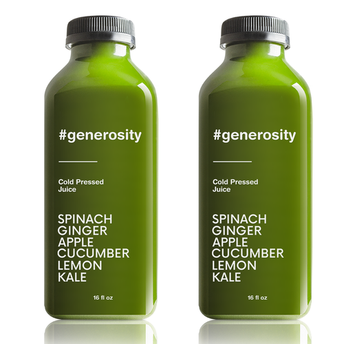 Create a label for a cold pressed juice company that gives half of ...