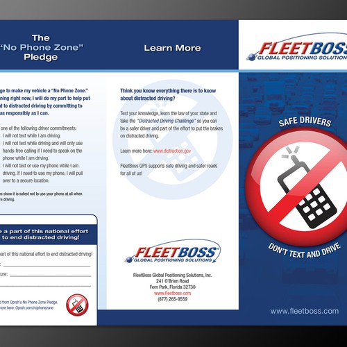STOP Distracted Driving, public service brochure for USA company ...