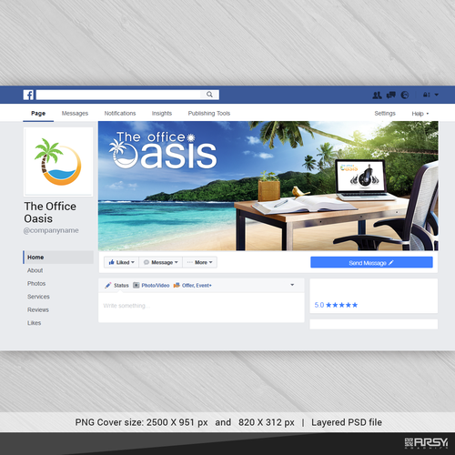 Create captivating Facebook cover for 'The Office Oasis' physical ...