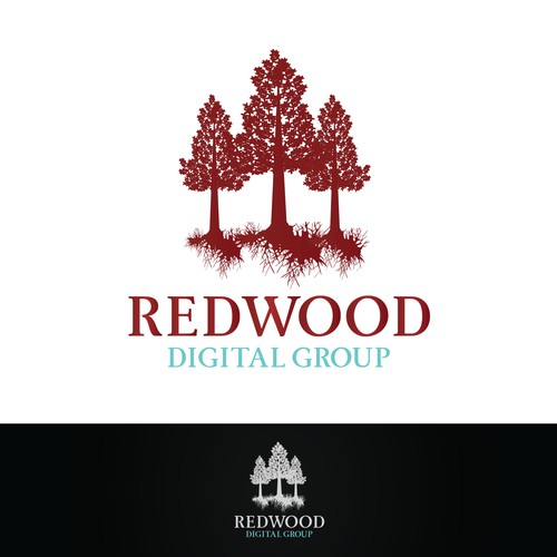Design a logo for a hedge fund incorporating Redwood Trees and a roots ...