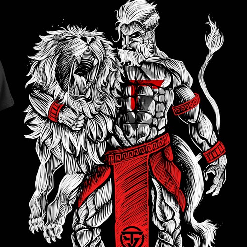 Create a Jiu-jitsu fighter choking out a lion | T-shirt contest