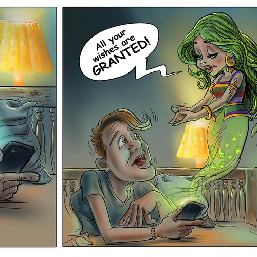 The app genie comics pilot, start of a series of 25. | Illustration or ...
