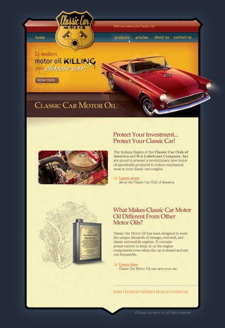 Classic Car Website Design | Web page design contest