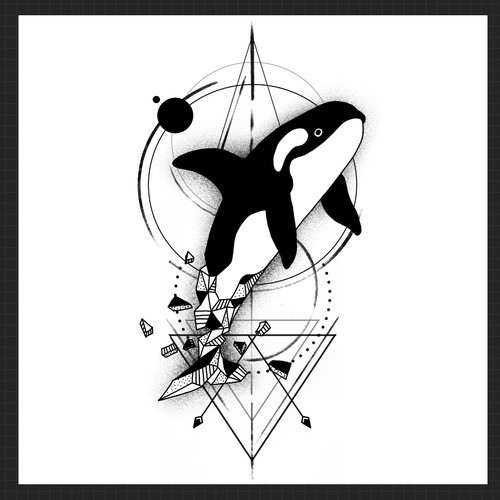 Designs | Geometric minimal orca tattoo | Tattoo contest
