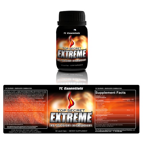 top secret extreme fat burner label design | Logo design contest