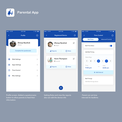 Design of Parental app | App design contest