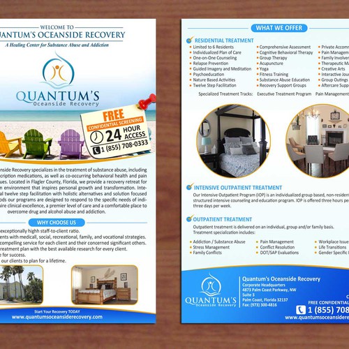 Create a rack card design layout for a Premier Luxury Drug and Alcohol ...