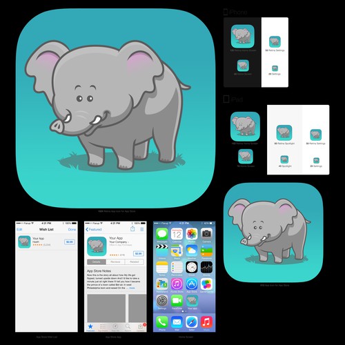 Create a Cute Elephant Mobile App Icon | Icon or button contest