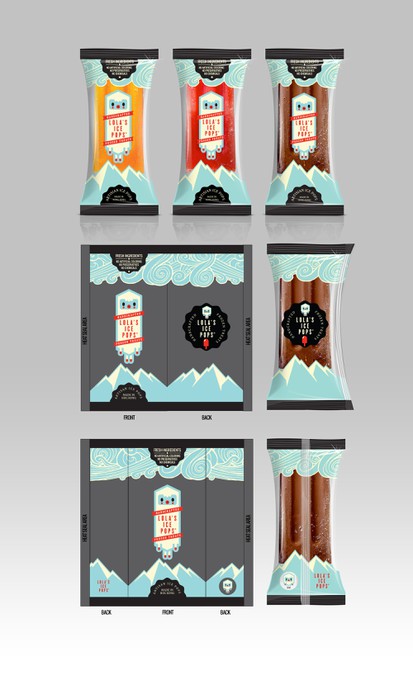 Create a fresh, stylish and modern popsicle bag design for Lola's Ice ...