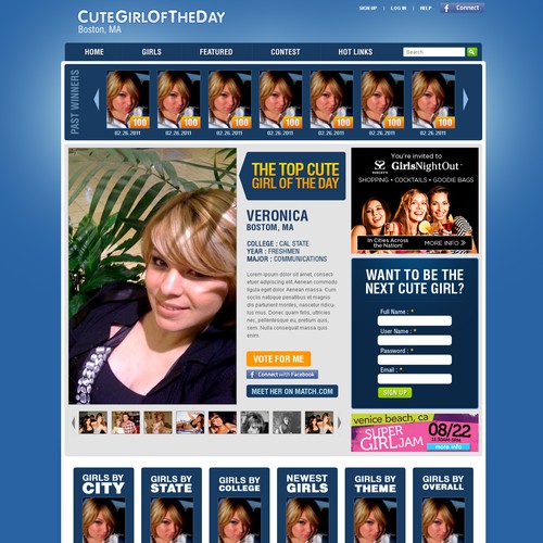 National Cute Girl Contest Site | Web page design contest