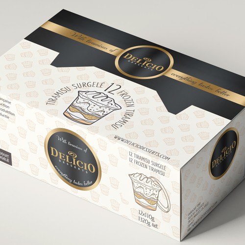 Créer un packaging de la marque de dessert tiramisu DELICIO / Create a ...