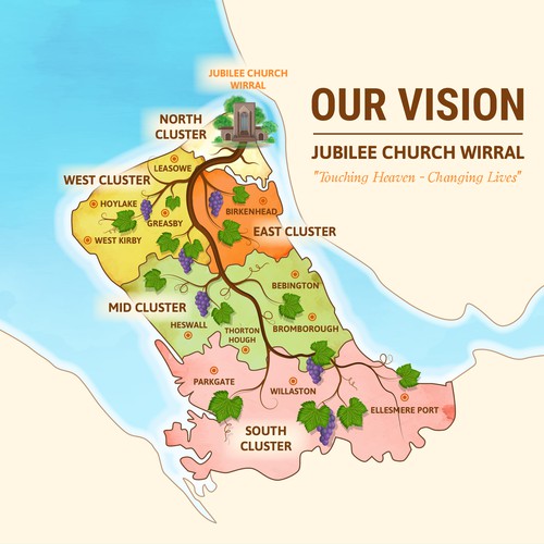 A growing grape vine map illustration | Illustration or graphics contest