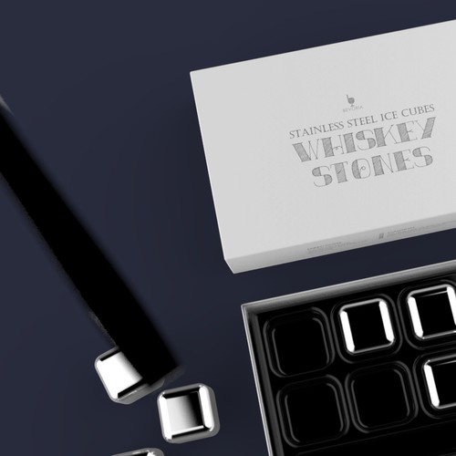 Whiskey Stone Ice Cube Package Design - Wants a modern and cool design ...