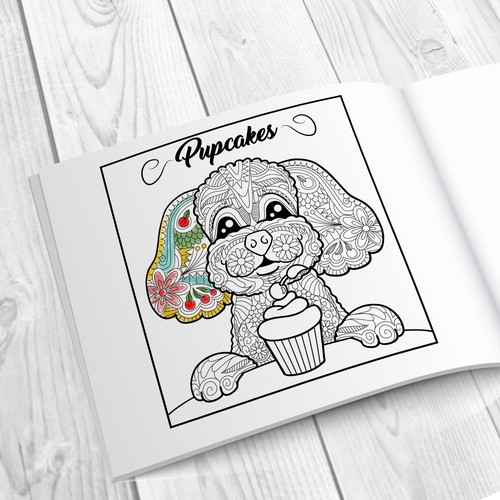 Design an adult coloring book image for Pupcake Sugar | Illustration or ...