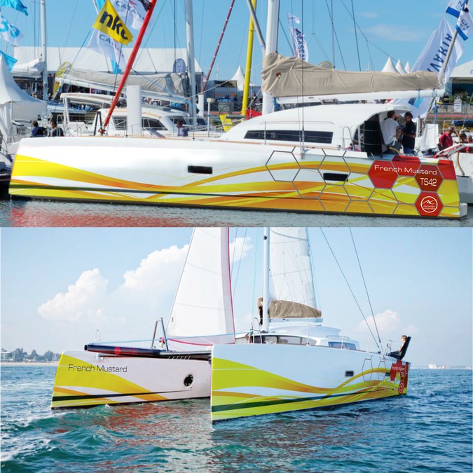 Guaranteed Contest! Sporty and innovative hull graphics for a catamaran ...