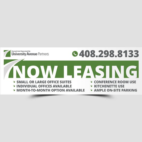 Create sleek leasing sign for modern office building. | Signage contest