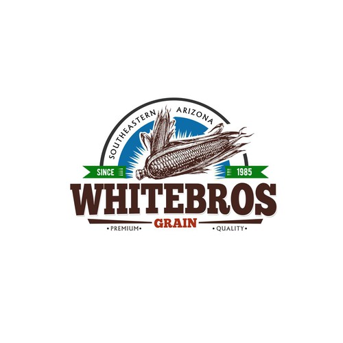 Create a Professional logo with realistic ear of white corn or corn ...