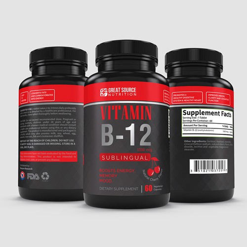 Have fun designing a unique and modern Vitamin B-12 Supplement label ...