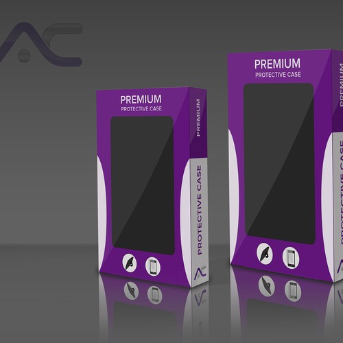 Create a Modern packaging design for a high tech cell phone accessory ...