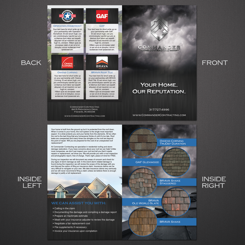 Simple brochure design for high end roofing company | Brochure contest