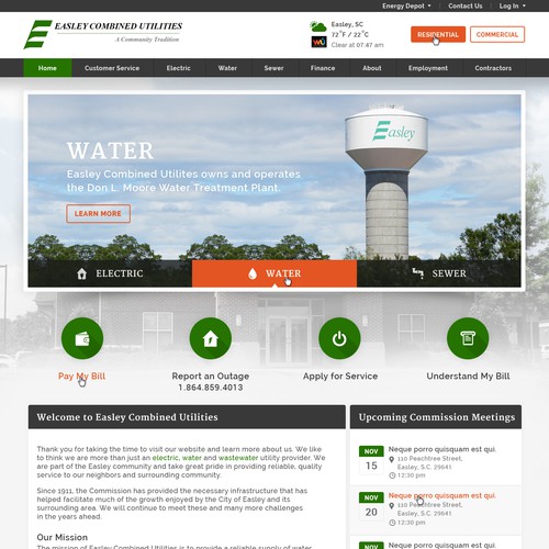 Website design for Utilities Company (managed by Peacock Marketing ...