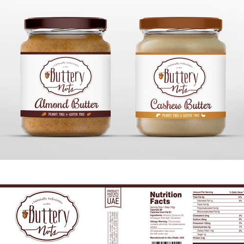 Create an attractive label design for Buttery Nuts | Product label contest